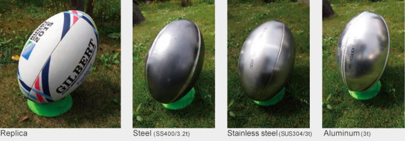 About the metal rugby ball which Monument Factory Hokkai produces and ...